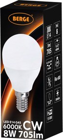 SADA 6x LED žárovka G45 E14 8W 705lm - studená bílá