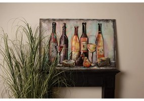 3D kovový obraz s láhvemi vína Wine Bottle - 120*6*80 cm