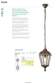 Redo 9656 - Venkovní nástěnná lampa ESSEN 1xE27/70W/230V IP44 hnědá/patina