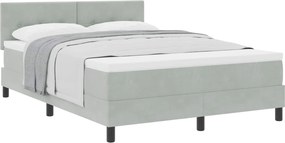 Postel s boxspringem s čelo Světle šedá 140 x 190 cm samet 3339170
