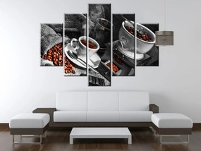 Gario Obraz s hodinami Káva arabica - 5 dílný Rozměry: 150 x 70 cm