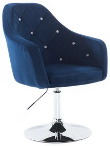 LuxuryForm DESIGN Otočné křeslo ROMA VELUR na stříbrném talíři - modré