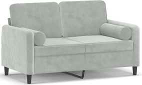 2místná pohovka s polštáři světle šedá 120 cm samet 3200871