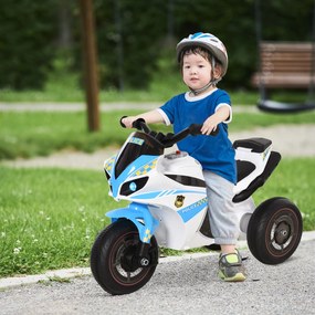 HOMCOM Dětská závodní motorka s hudebními a světelnými efekty a úložným prostorem Modrá Bílá | Aosom