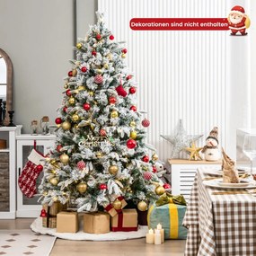 Costway 180 cm Umělý vánoční stromeček se sněhem a 250 Teplá bílá LED svítí