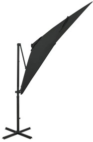 vidaXL Konzolový slunečník s tyčí a LED světly černý 250 cm