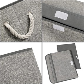 Úložné boxy s víkem, sada 3 kusů, 38 x 25 x 25 cm, šedé