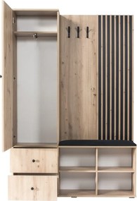 Předsíň, dub artisan/černá, KOLI C