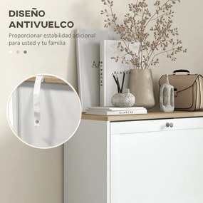 HOMCOM Úzký Botník se 3 Sklápěcími Dvířky, Úložný P prostor pro 18 Párů Bot do Úzkých Chodeb 60x23.5x115 cm Bílý