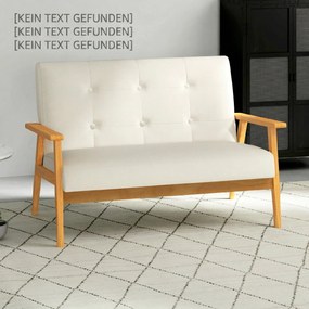 HOMCOM 3místná pohovka 115 cm, skandinávská pohovka s knoflíkovým opěradlem, polstrovaným sedákem a opěrkami, béžová