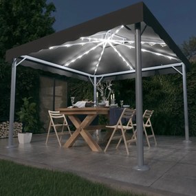 Altán se světelnými LED řetězy 300 x 300 cm antracitový hliník 3070343