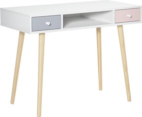 Dětský stůl HOMCOM s 1 otevřenou přihrádkou a 2 šuplíky v severském stylu pro studijní místnost, vstup a ložnici 100x48x76,5 cm v multicolor provedení