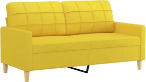 2místná pohovka s polštáři světle žlutá 140 cm textil 3200787