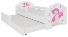 Dětská postel se zábradlím a matracemi CASIMO II 160x80 Hlavní barva: White, Motiv: SPÍCÍ PRINCEZNA