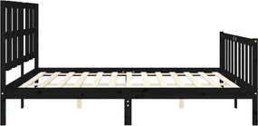 Rám postele s čelem černý 200 x 200 cm masivní dřevo 3192255