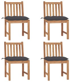 Zahradní židle 4 ks s poduškami masivní teak 3073103