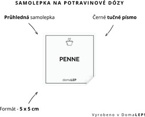 PÍSMENKA - omyvatelná samolepka na dózu, výběr rozměrů Ø 5 cm / 5 x 5 cm / 6 x 8 cm | DomaLEP tvar: OBDÉLNÍK, barva: PRŮHLEDNÁ - ČERNÉ písmo, velikost: š. 6 cm x v. 8 cm – základní písmo