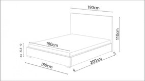 Manželská postel 180x200 FLEK 3 - hnědá