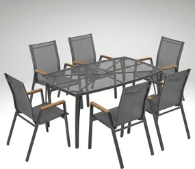 Vikio Zahradní jídelní kovový set pro 6 osob V126T antracit