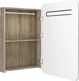 LED koupelnová skříňka se zrcadlem bílá a dub 60 x 11 x 80 cm 326508