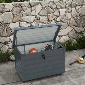 Outsunny Zahradní box Outsunny, úložný box na kolečkách, úložný box se zámkem, rukojeť, zahradní truhla na balkon, terasu 100 x 62 x 65 cm, tmavě šedý