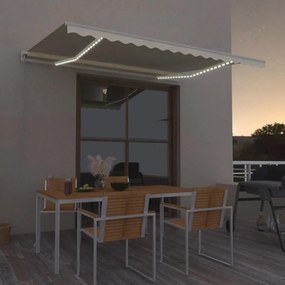 Ručně zatahovací markýza s LED světlem 450 x 350 cm krémová 3069002