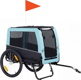 PawHut Skládací přívěs na kolo s bezpečnostními odrazkami, vodítko, pro středně velké psy do 20 kg 143 x 70 x 90 cm Světle modrý