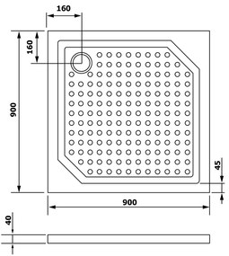 Gelco, ANETA90 sprchová vanička z litého mramoru, čtverec 90x90x4cm, GA009