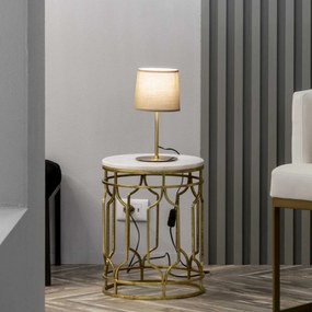 Ideal Lux Stolní lampa SET UP, SMALL, ⌀16cm Barva stínidla: bílá, Barva podstavce: mosaz
