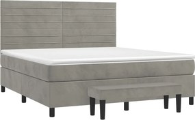 Box spring postel s matrací světle šedá 180x200 cm samet 3137917