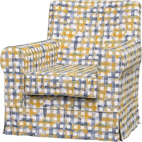 Potah na křeslo IKEA Ektorp Jennylund barva modrá látka pletený vzor, vzorované