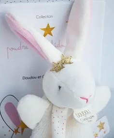 Doudou Dárková sada - Hračka s úchytem na dudlík králíček 15 cm / od 0