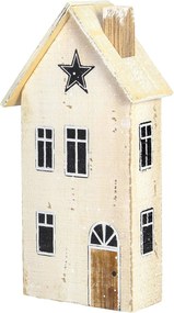 Dekorace Sněhový domeček 25cm bílý béžový