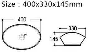 BPS-koupelny Keramické umyvadlo na desku HYD-LO-WH-405 40,5x33 cm, bílé