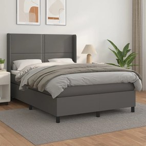 Box spring postel s matrací šedá 140x200 cm umělá kůže,  3128977