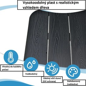 Balkonový závěsný stolek čtvercový černý, kov/HIPS NP11099BK