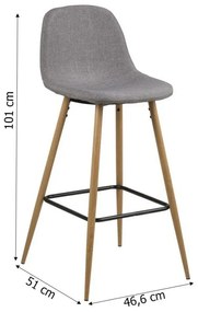 Barová židle Wilma III světle šedá/dřevo