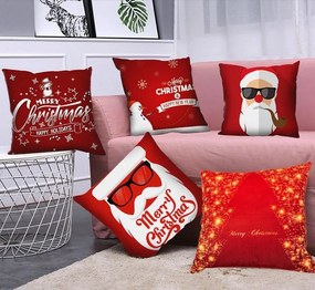 Vánoční 3D povlak na polštář Merry Christmas Santa 45x45 cm bílý/červený