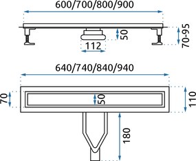 Rea NEOX Superflow, odtokový sprchový žlab 70 cm, černá matná, REA-G7806