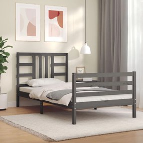 Rám postele s čelem šedý 90 x 200 cm masivní dřevo,  3193908 HangarStore.cz
