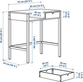 NORDKISA Toaletní stolek, bambus, 76x47 cm