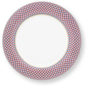 Pip Studio Flower Festival Scallop talíř Ø26,5cm, červeno-modrý