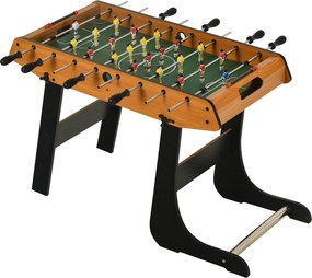 HOMCOM Skládací Stolní Fotbalová Hra se 22 Hráči pro Děti a Dospělé s 2 Skóre 98x42x62.5 cm Přirozená a černá