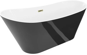 Mexen Dora volně stojící vana 170 x 75 cm, bílá/černá, přepad zlatý - 52071707575-50