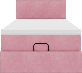 Osmanský rám postele s matrací růžová 90x200cm samet 3312529