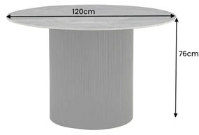 Massive home | Kulatý jídelní stůl PRECIOSA 120 cm - bílý rám, keramicko-mramorová bílá deska