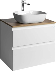 Aqualine Altair - Umyvadlová skříňka 60x67x45 cm, 2 zásuvky, bílá/dub emporio AI270-02