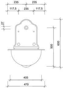 Zahradní Litinové Umyvadlo, černé matné