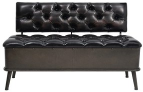 Úložná lavice s opěradlem 110 cm černá umělá kůže - Default Title