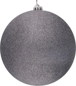Velká vánoční ozdoba šedá glitter 30 cm plastová koule